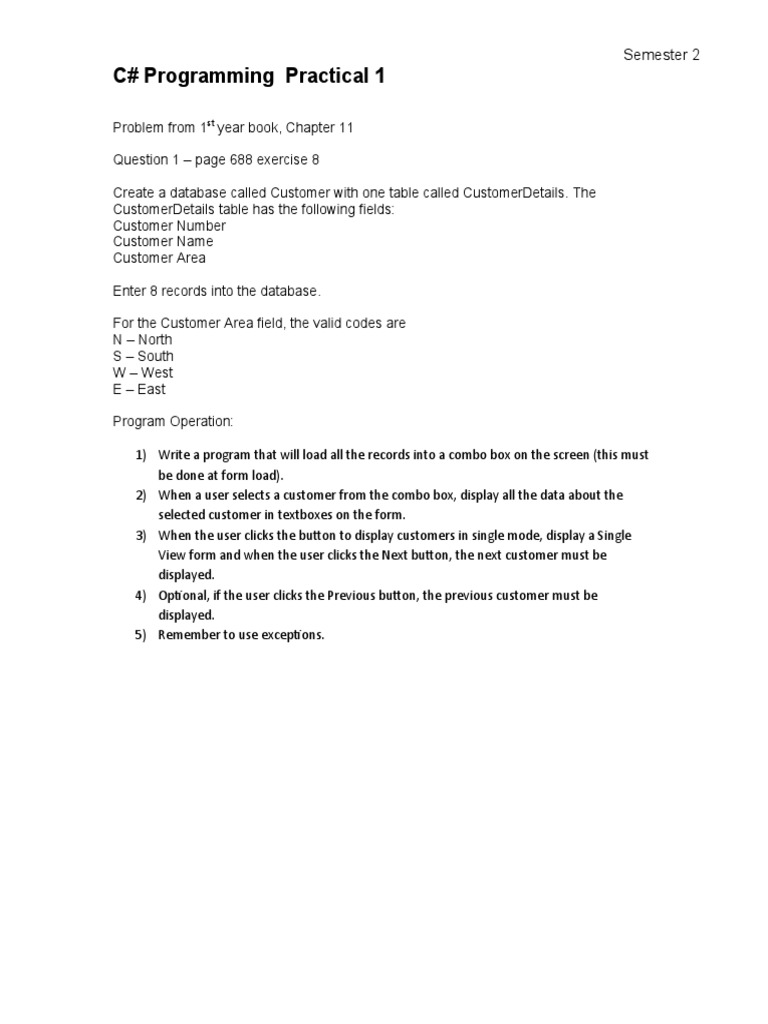 Semester 2 Practical 1 | PDF | Computers