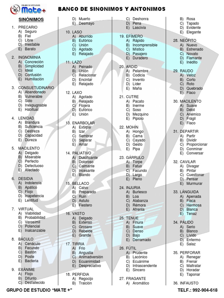 Sinonimos y Antonimos | PDF