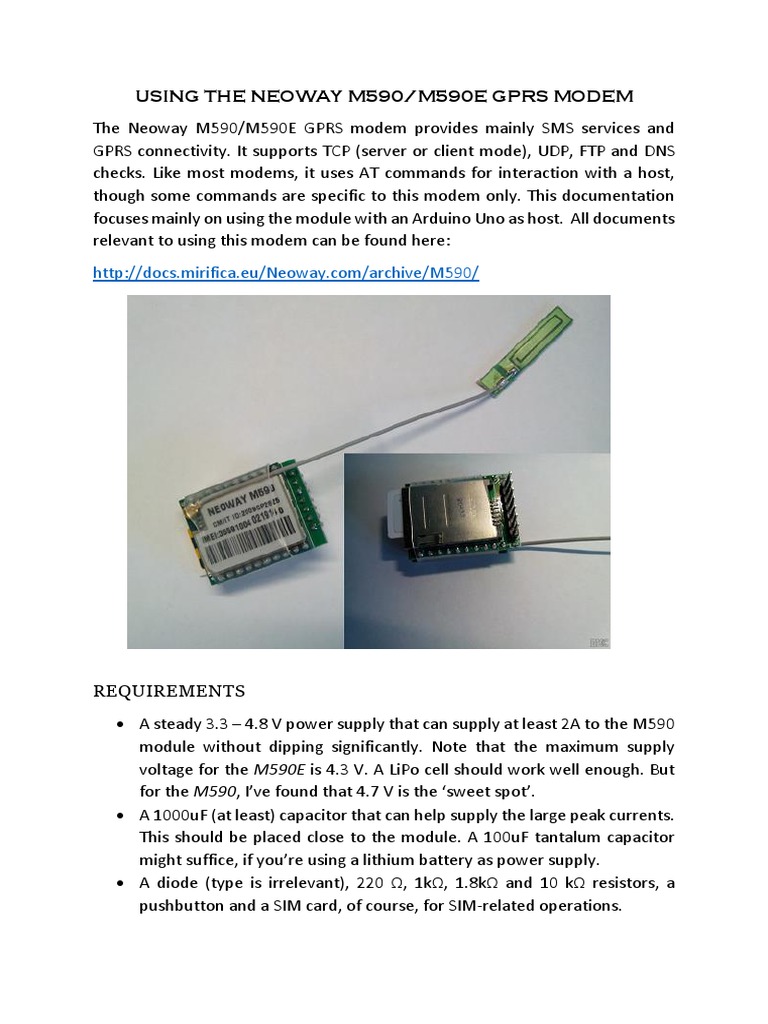 GSM GPRS Modem - Neoway M590 M590E PDF | PDF | Hypertext Transfer ...