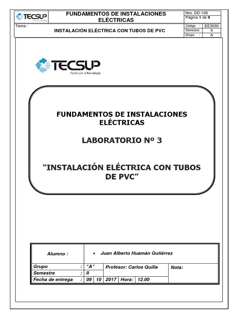 Tarea 03 Ins - Eléc.con Tubos de PVC | PDF | Tubería (transporte de fluidos) | Cableado eléctrico