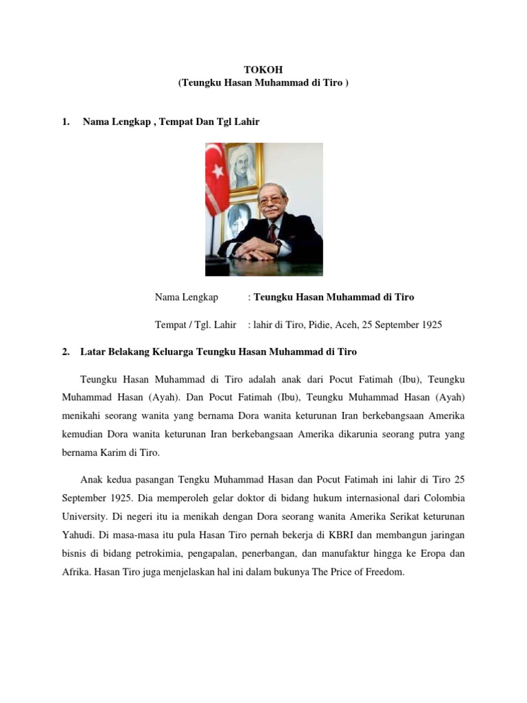 Biografi Teungku Hasan Muhammad di Tiro | PDF