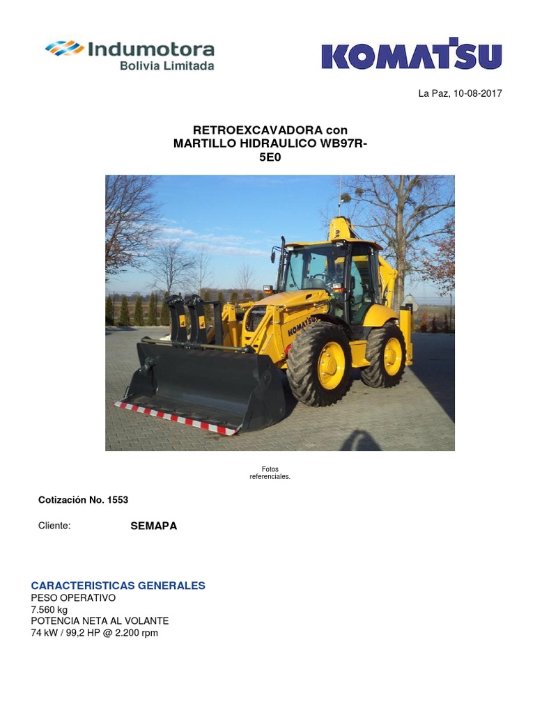 Retroexcavadora WB97R-5E0 1951470424041142 | PDF | Transmisión (Mecánica) | Tecnología de vehículos