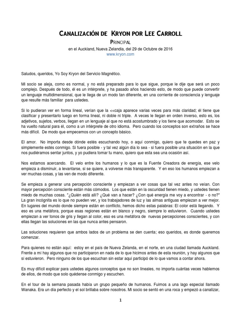 KRYON Aucklandl29Octubre2016 TA | PDF | Amor | Tierra