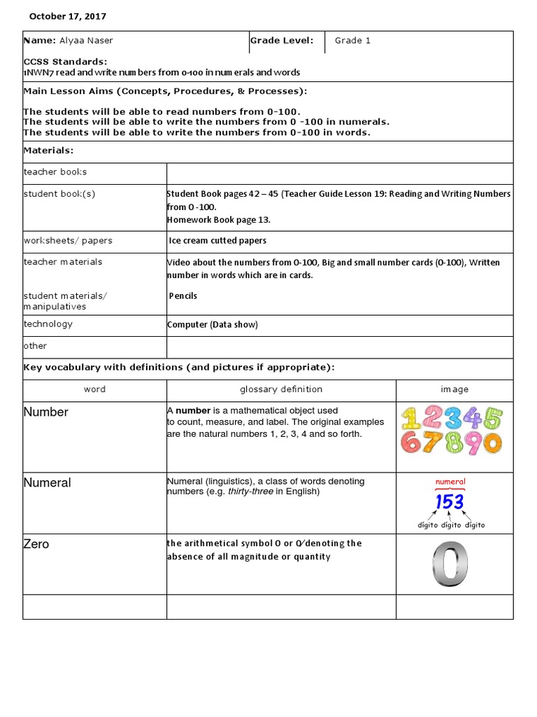 Math Lesson 1 | PDF | Teachers | Reading (Process)