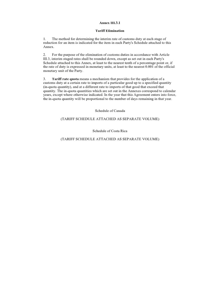 Annex III.3.1 Tariff Elimination | PDF