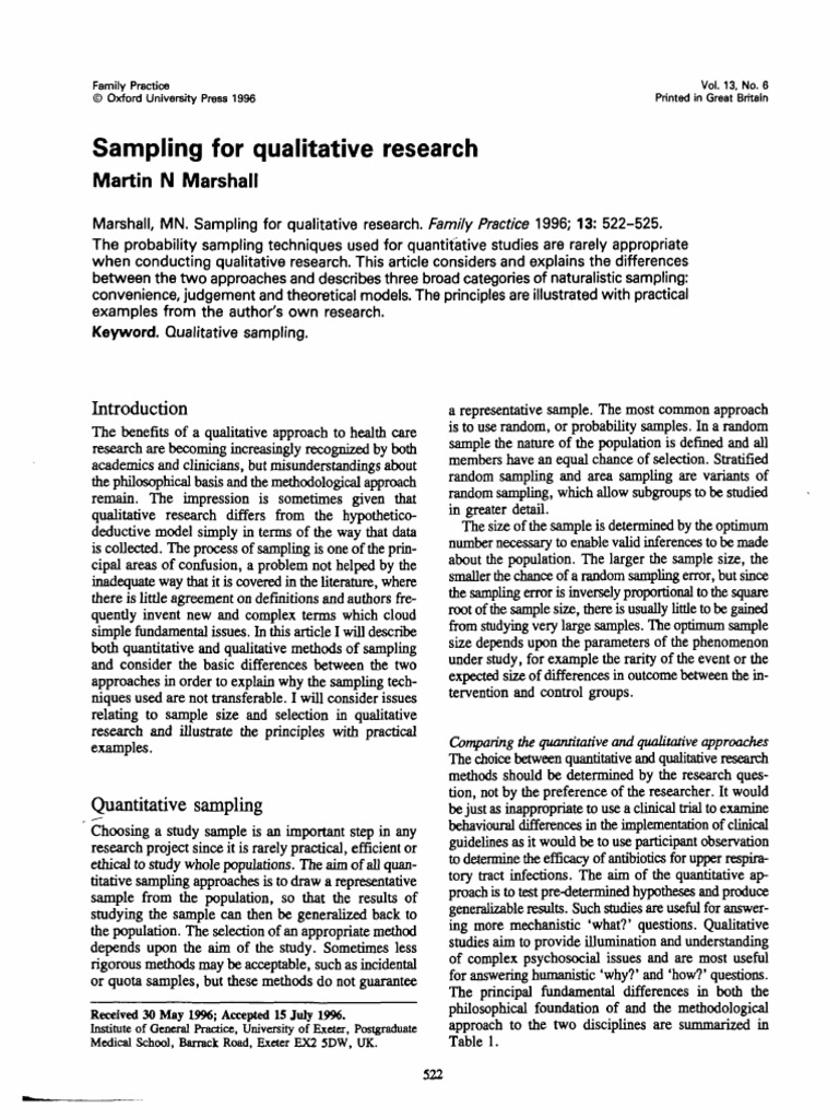 Sampling For Qualitative Research | PDF | Sampling (Statistics ...
