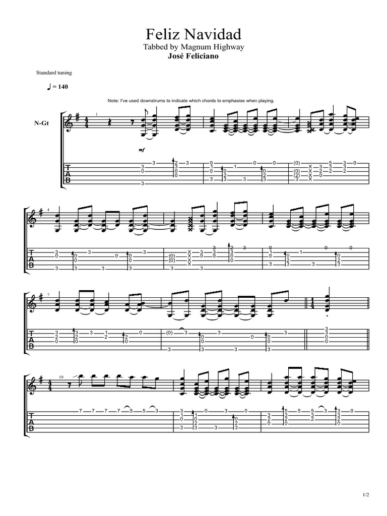 Feliz Navidad TAB | PDF | Elements Of Music