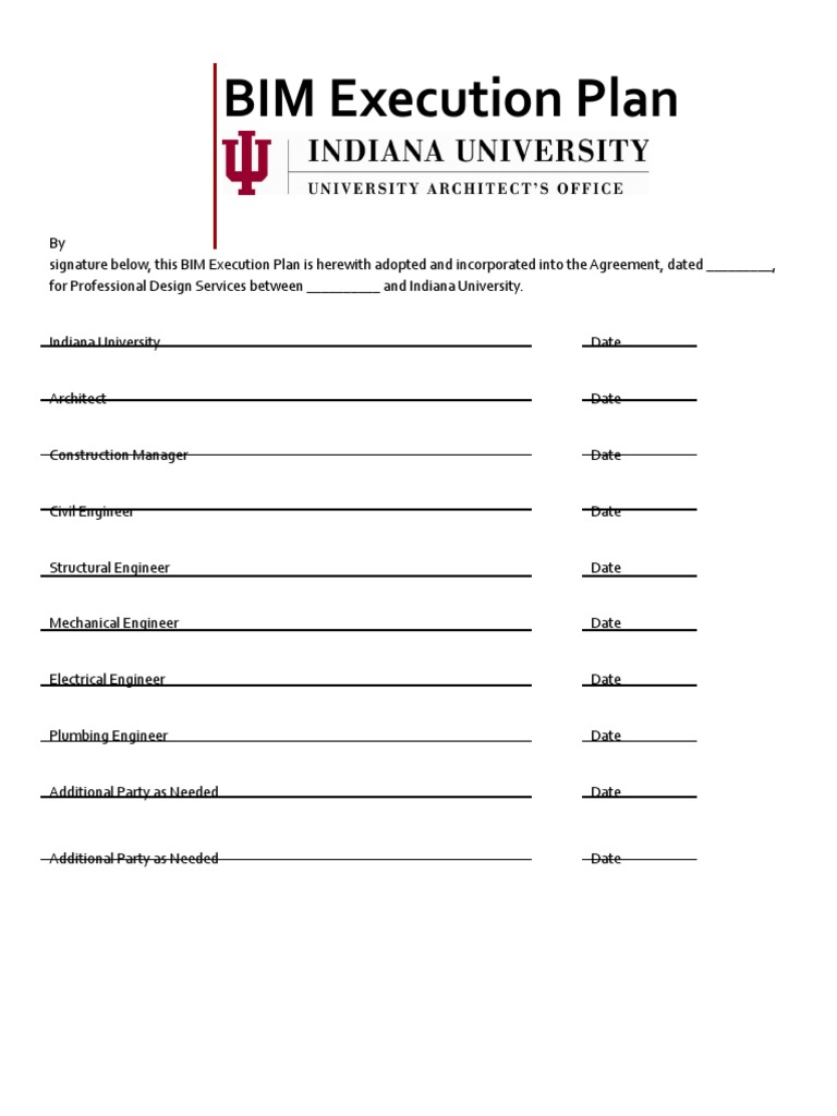 IU BIM Execution Plan Template | PDF | Building Information Modeling ...