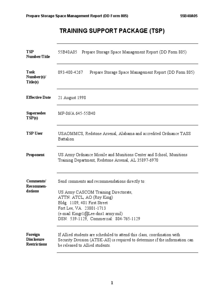 Training Support Package (TSP) | PDF | Test (Assessment) | Lesson Plan