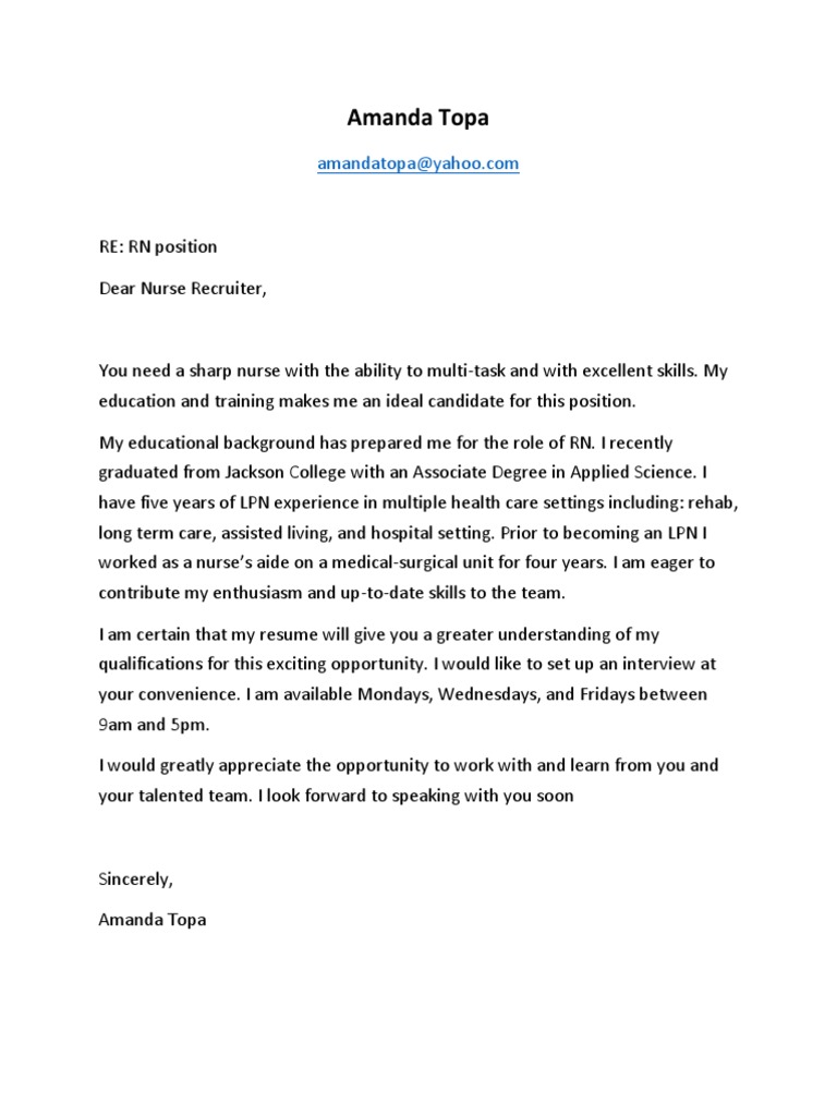 Amanda Topa Cover Letter | PDF