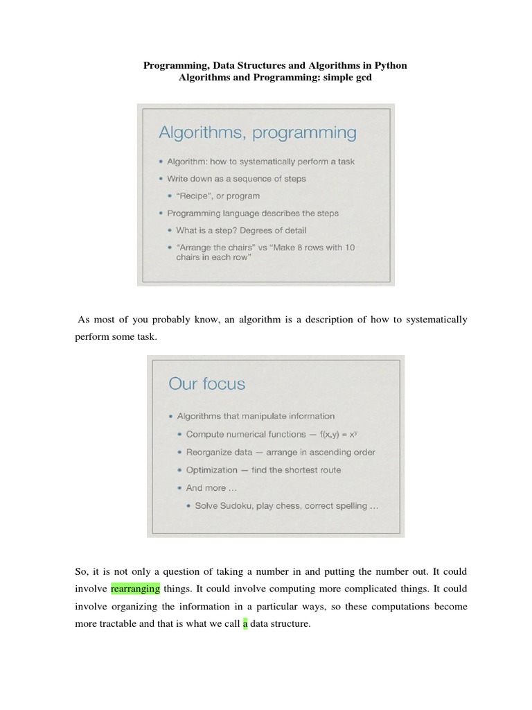 Programming, Data Structures and Algorithms in Python Algorithms and ...