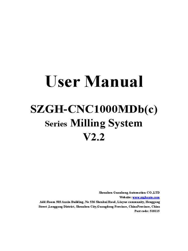 CNC Milling System User Manual | PDF | Numerical Control | Cartesian ...