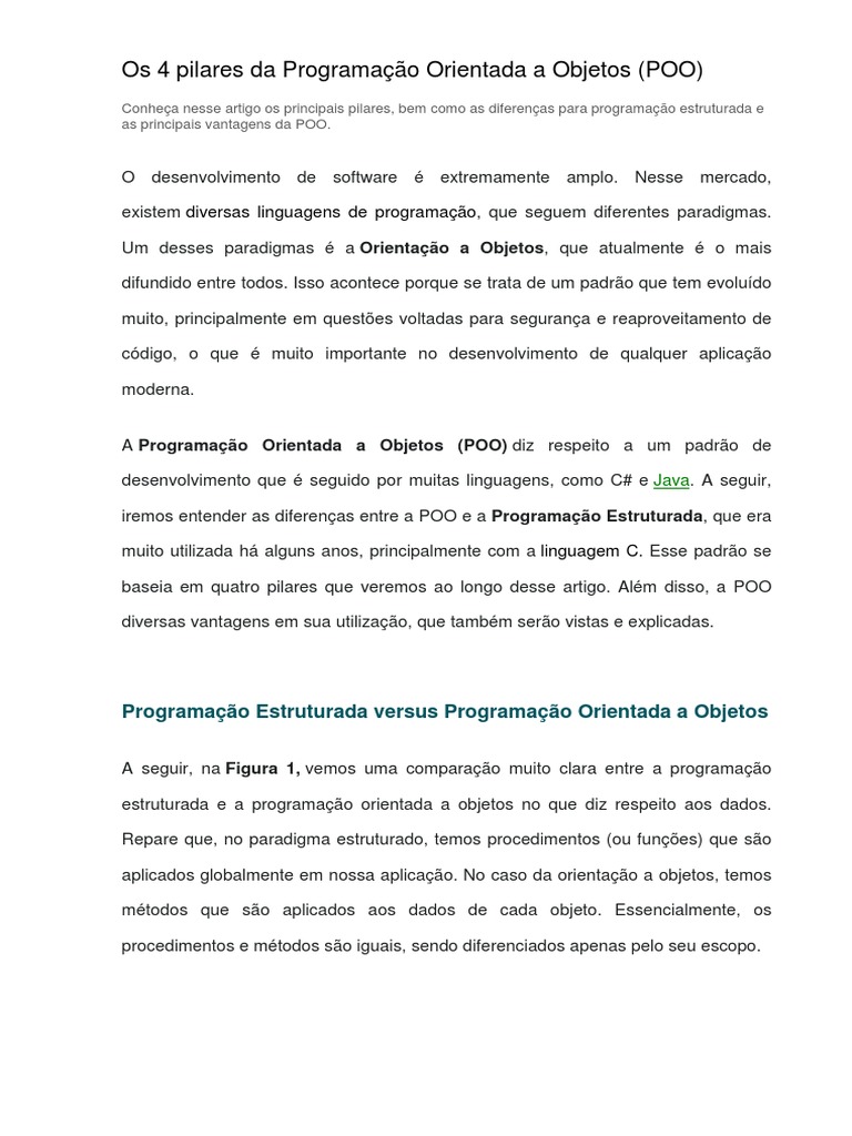 Artigo - Os 4 Pilares Da Programação Orientada A Objetos | PDF | C ...