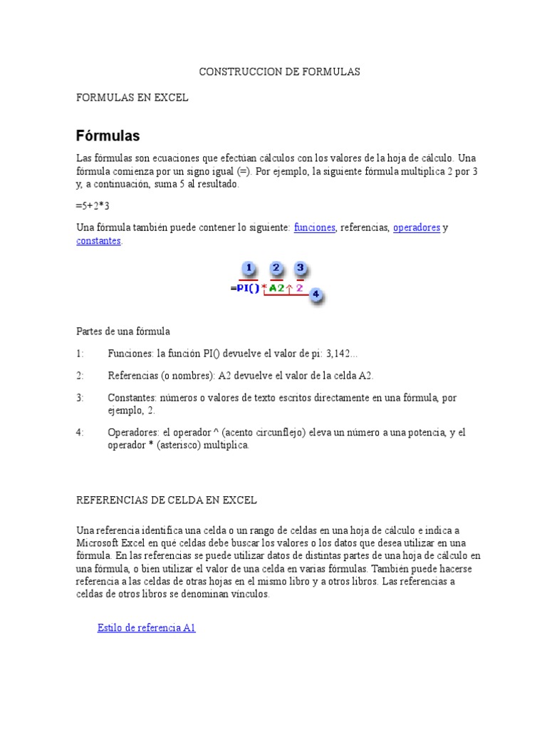 Construccion de Formulas | PDF | Hoja de cálculo | Fórmula