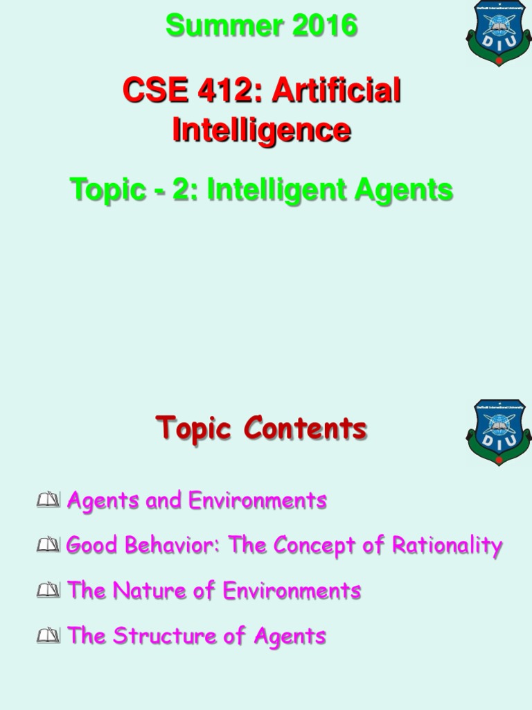 Topic - 2 (Intelligent Agents) | PDF | Artificial Intelligence ...