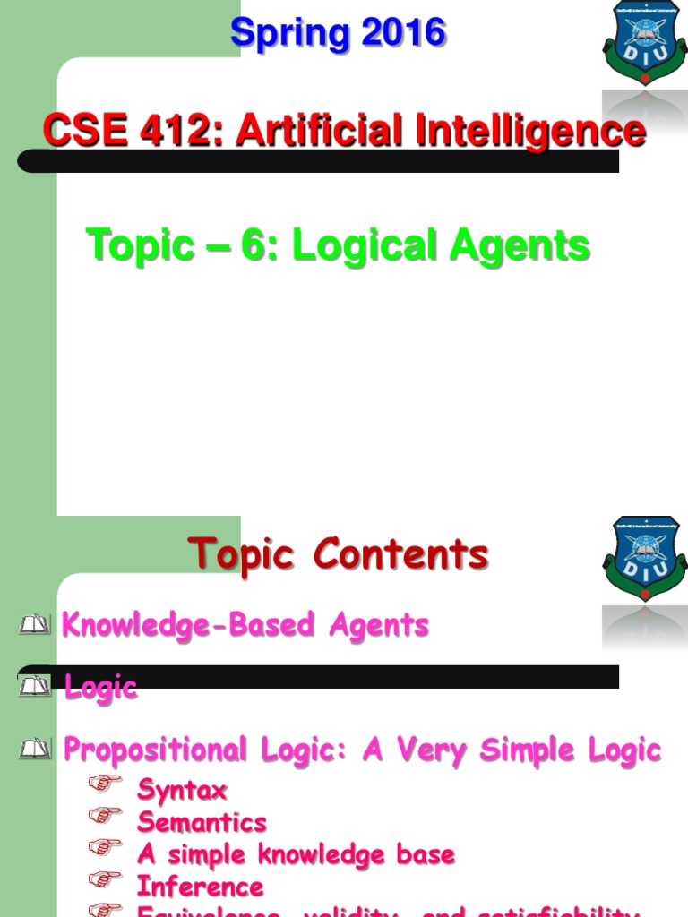 Topic - 6 (Logical Agents) | PDF | Logical Consequence | If And Only If
