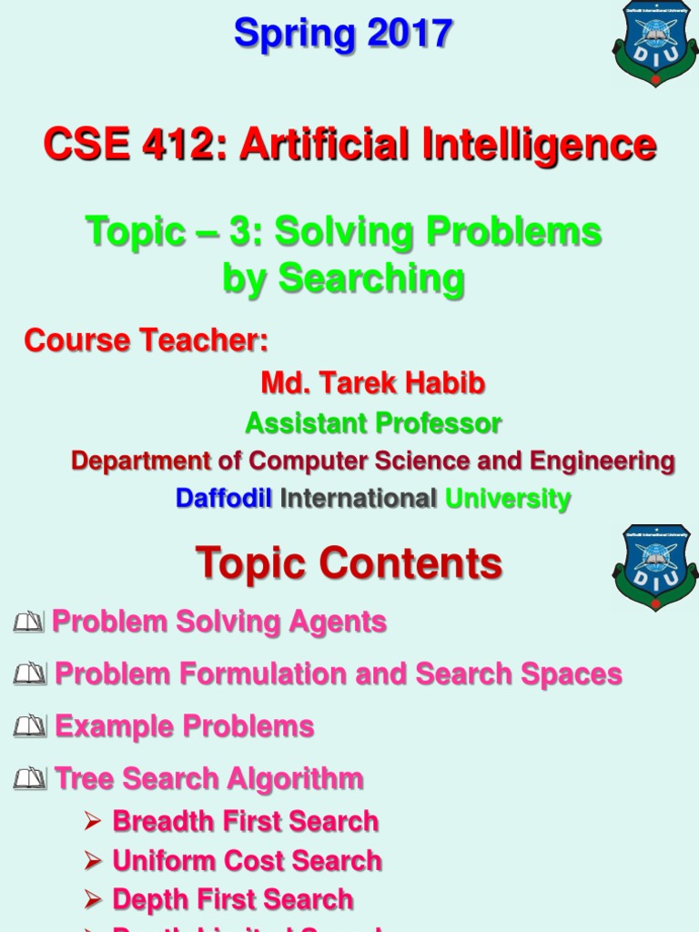 Topic - 3 (Solving Problems by Searching) (31.01.17) | PDF | Algorithms And Data Structures ...