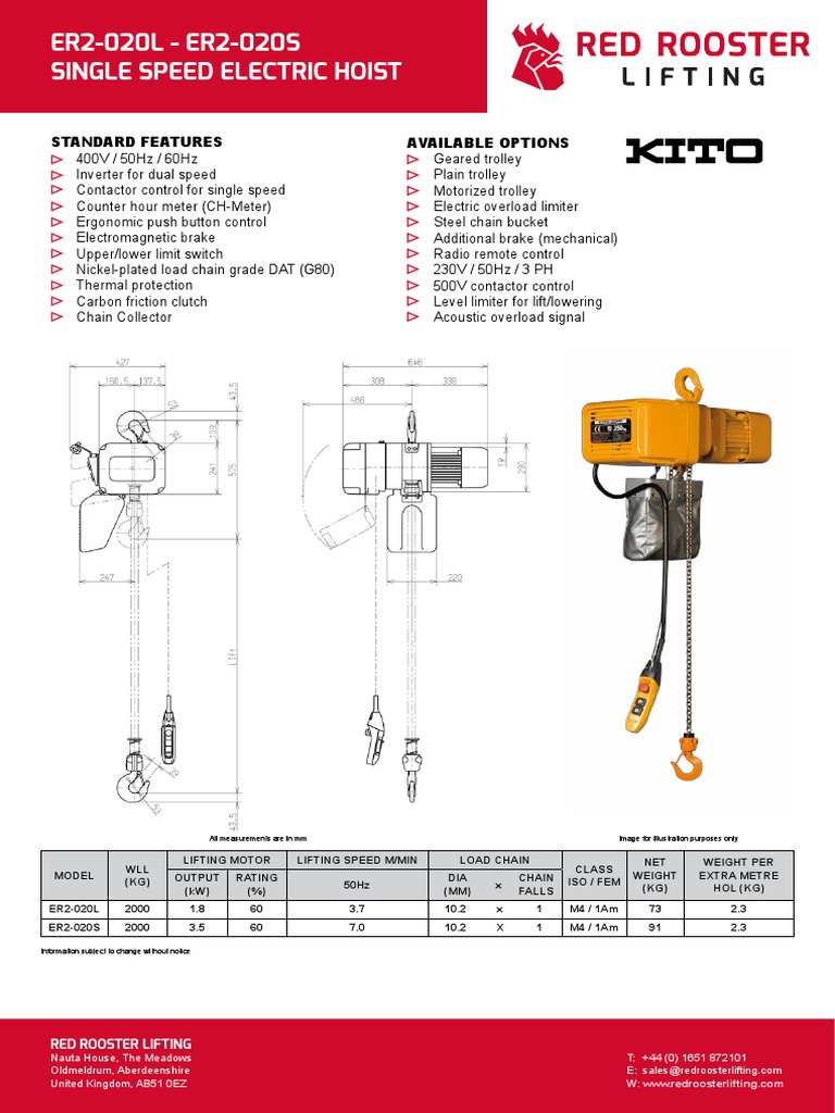 Electric Chain Hoist ER2 020 Single | PDF | Vehicles | Mechanical ...