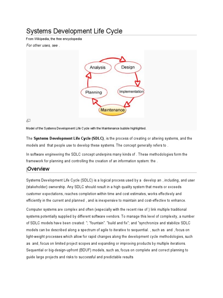 Systems Development Life Cycle | PDF | Computing And Information ...