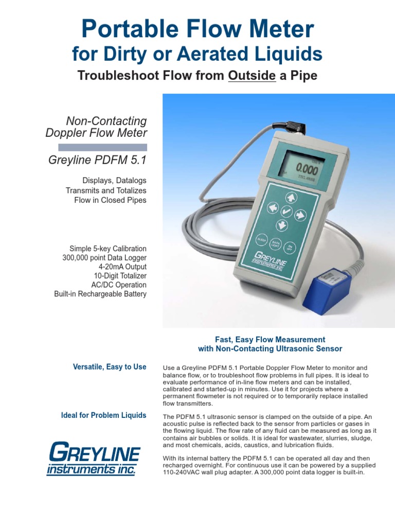 Portable Flow Meter: For Dirty or Aerated Liquids | PDF | Flow ...