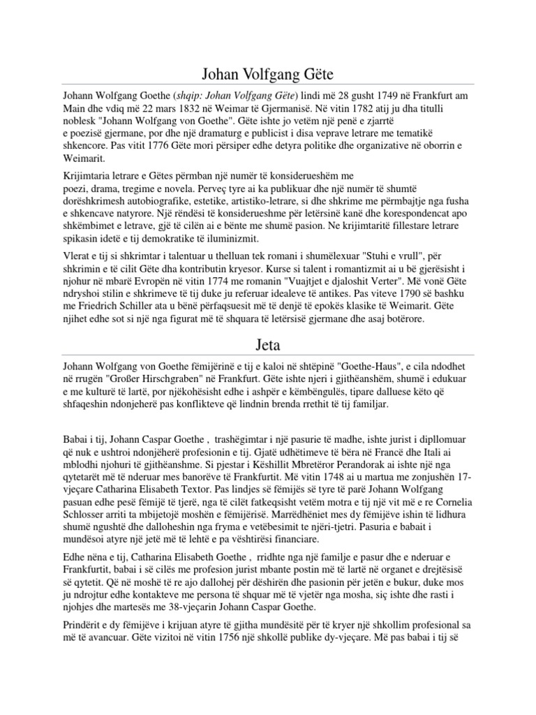 Johan Volfgang Gëte | PDF