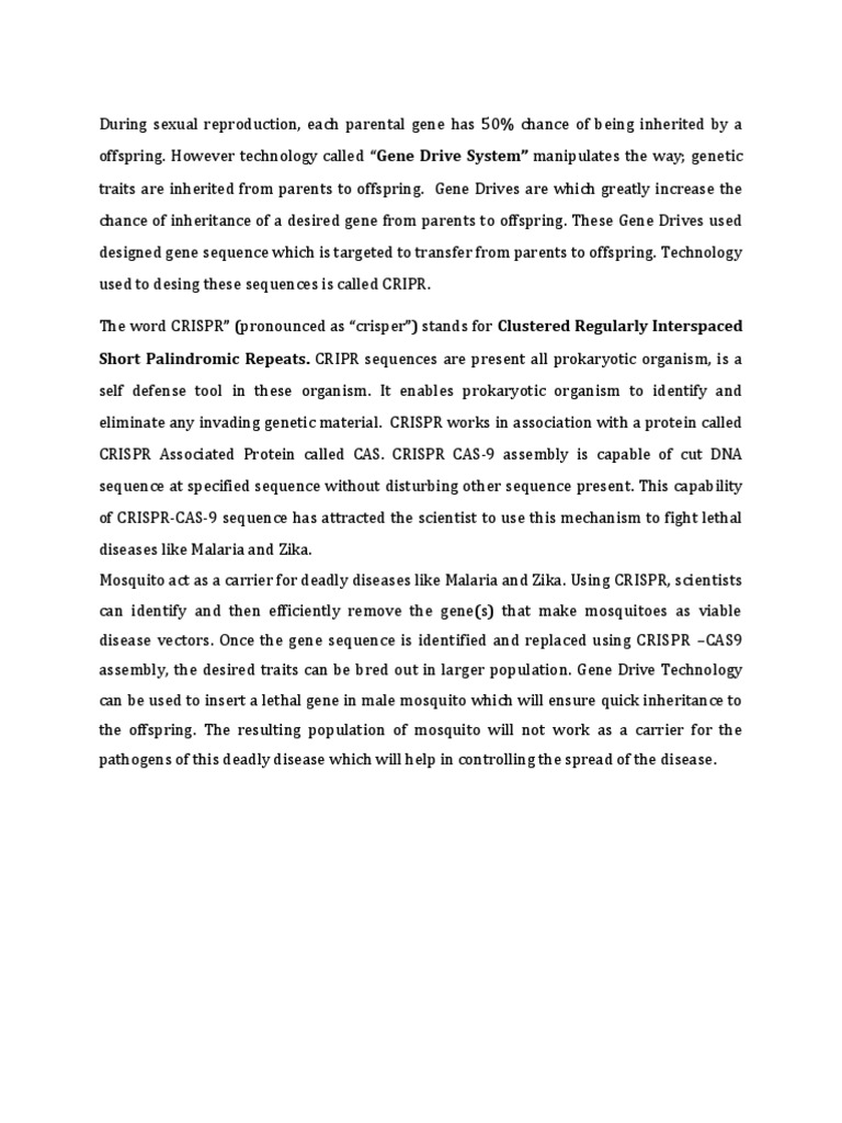 CRISPR-Gene Drive Technology. | PDF