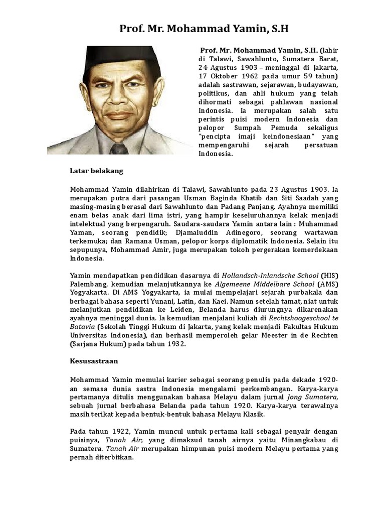 Biografi Singkat Mohammad Yamin | PDF