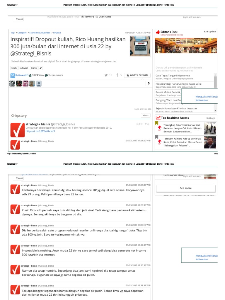 Inspiratif - Dropout Kuliah, Rico Huang Hasilkan 300 Juta Bulan Dari ...