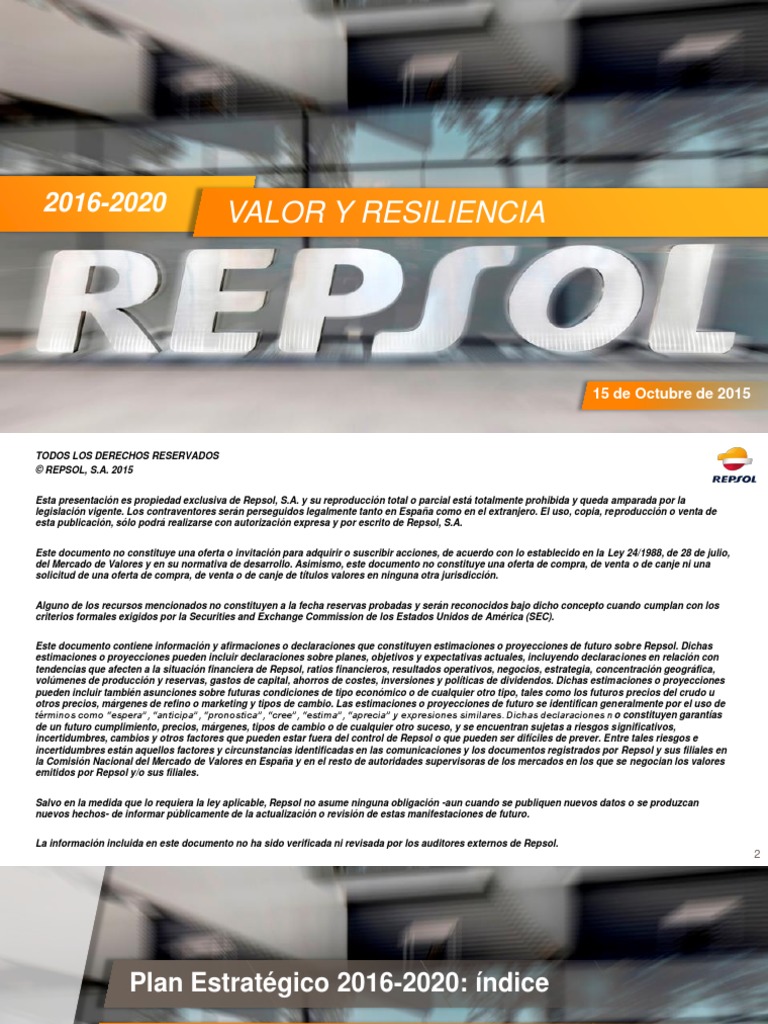 Plan Estrategico Repsol 2016-2020 | PDF | Compartir (Finanzas) | Oferta ...