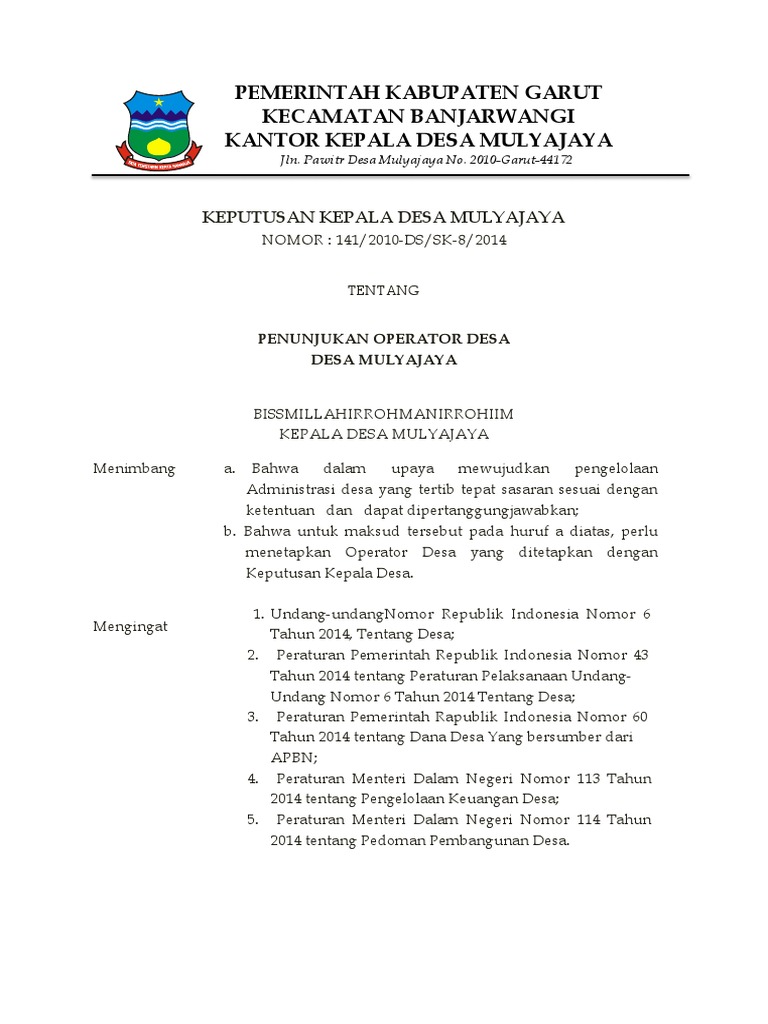 07.Sk Operator Desa 2014 | PDF