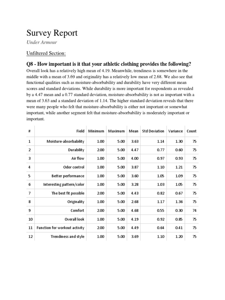 Survey Report Final | PDF | Standard Deviation | Variance