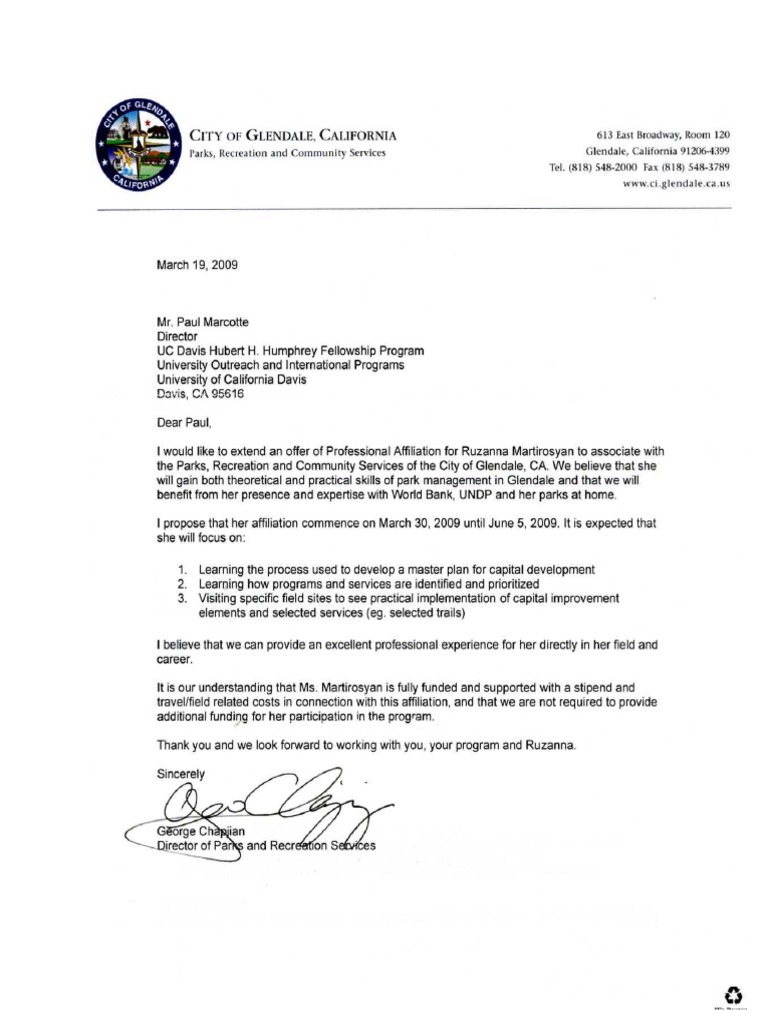 Affiliation Sample Letter 2 | PDF