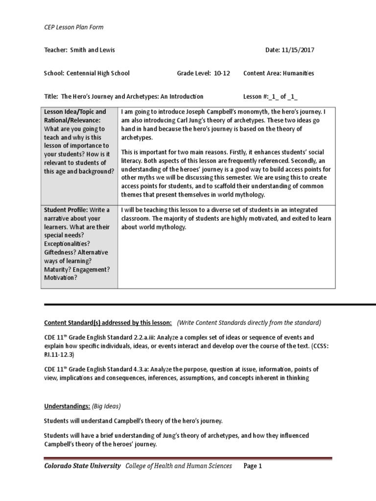 Lesson Idea/Topic and Rational/Relevance:: CEP Lesson Plan Form | PDF ...