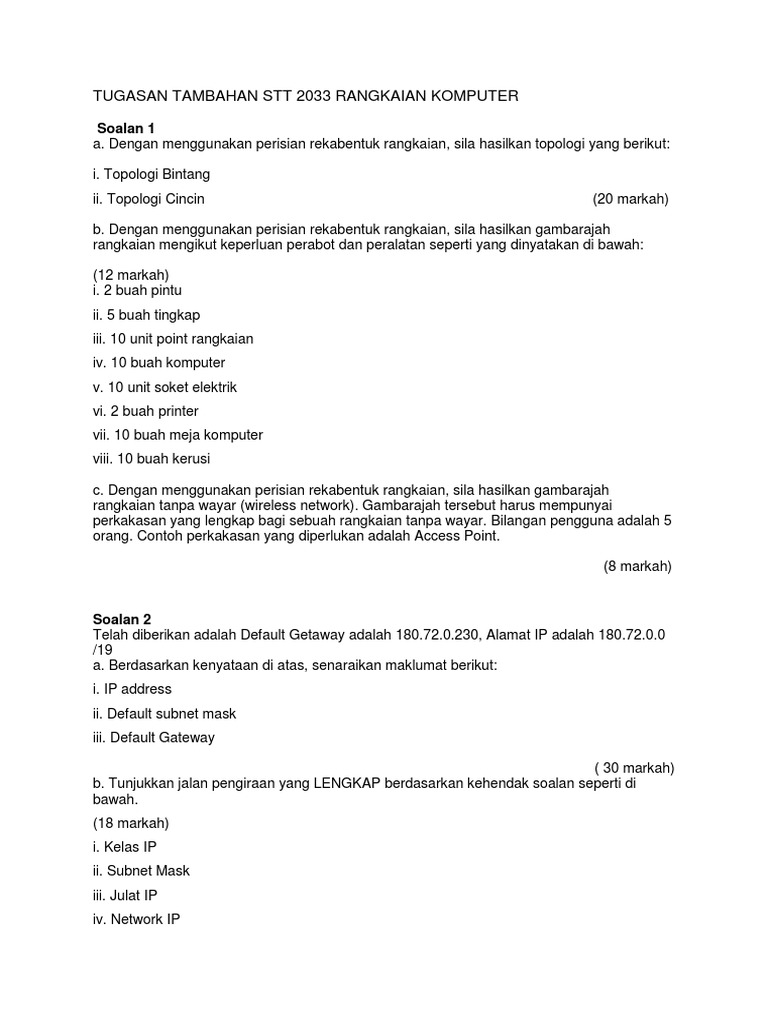 Tugasan Tambahan Rangkaian Komputer Pdf