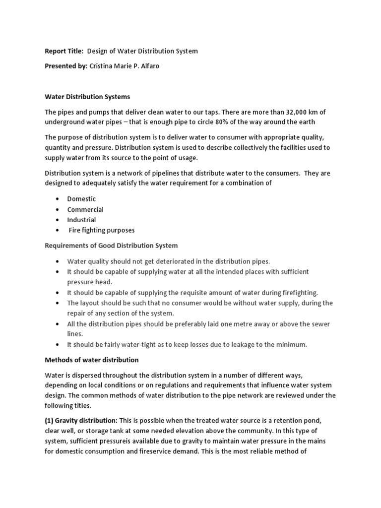 Design of Water Distribution System | PDF | Water Supply Network | Pump