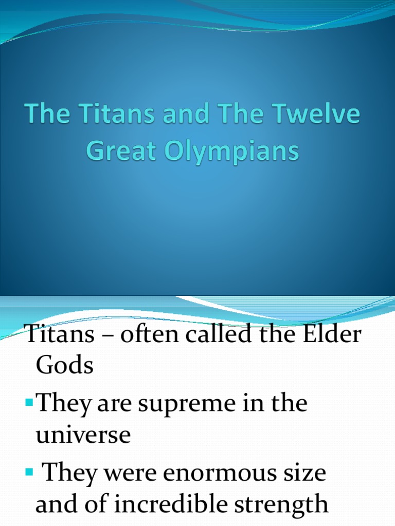 The Titans and The Twelve Great Olympians | PDF | Muse | Zeus