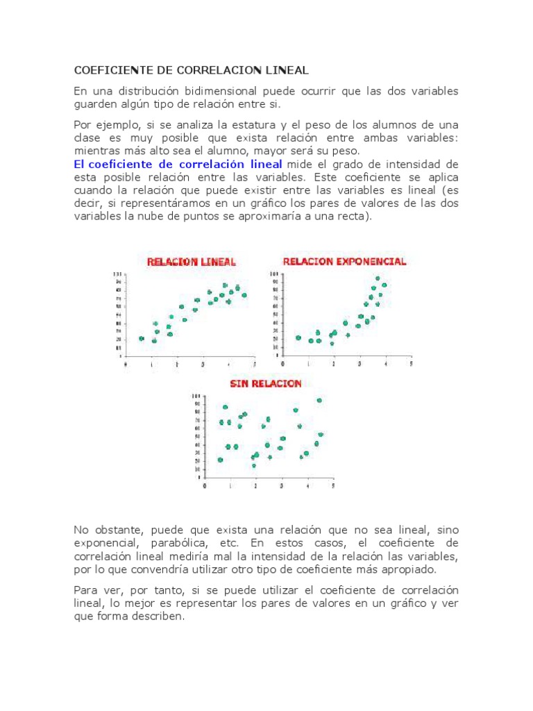 Coeficiente de Correlacion Lineal | PDF | Correlación y dependencia ...