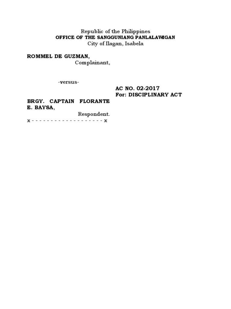 Rommel de Guzman,: Republic of The Philippines City of Ilagan, Isabela ...