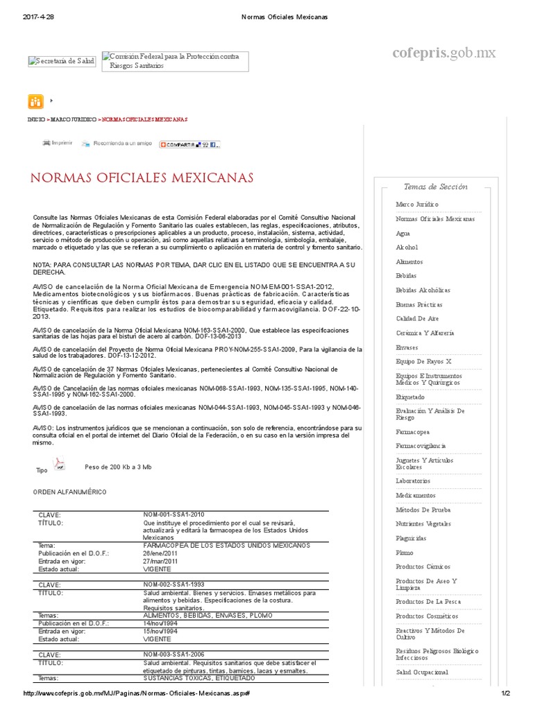 Normas Oficiales Mexicanas | PDF | Calidad (comercial) | México