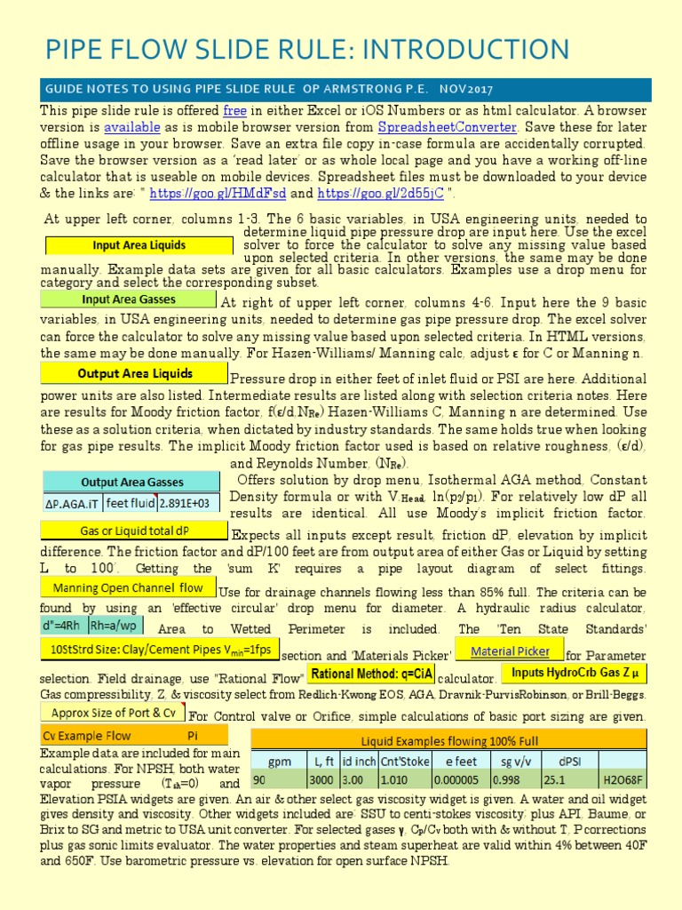 Pipe Flow Slide Rule Guide | PDF | Gases | Viscosity