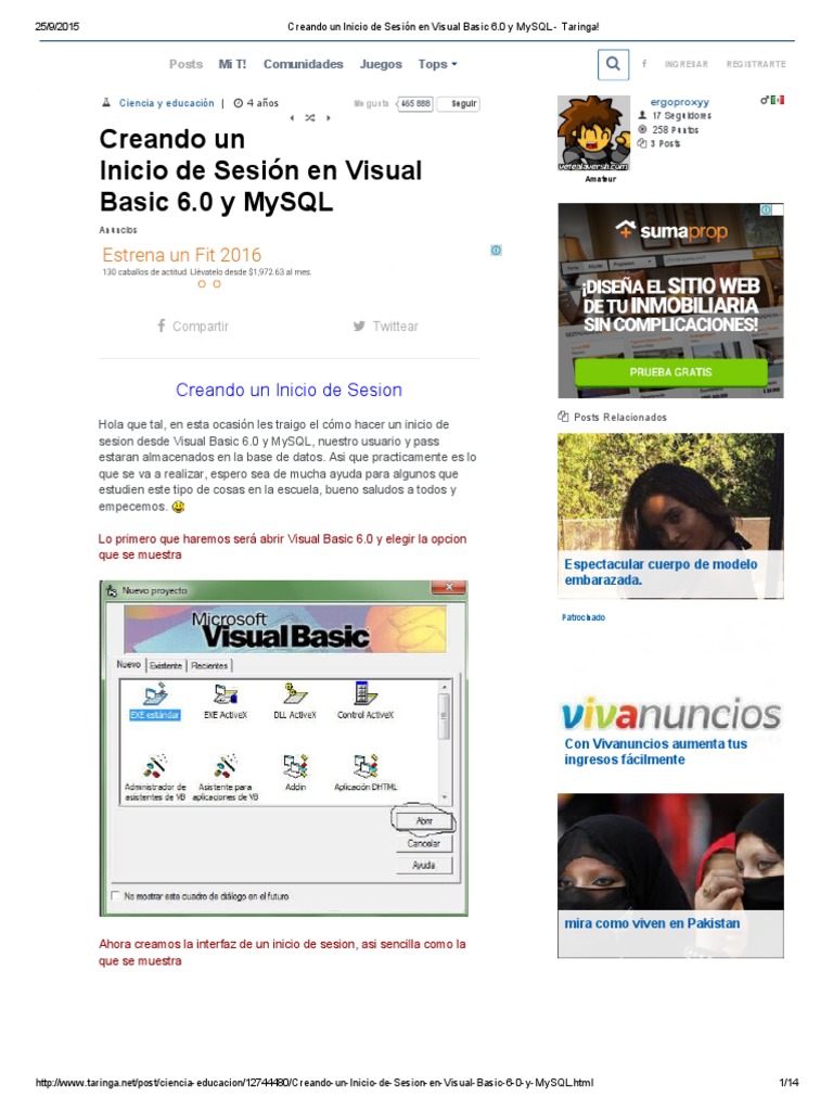 Creando Un Inicio de Sesión en Visual Basic 6 | PDF | Mi sql | Básico