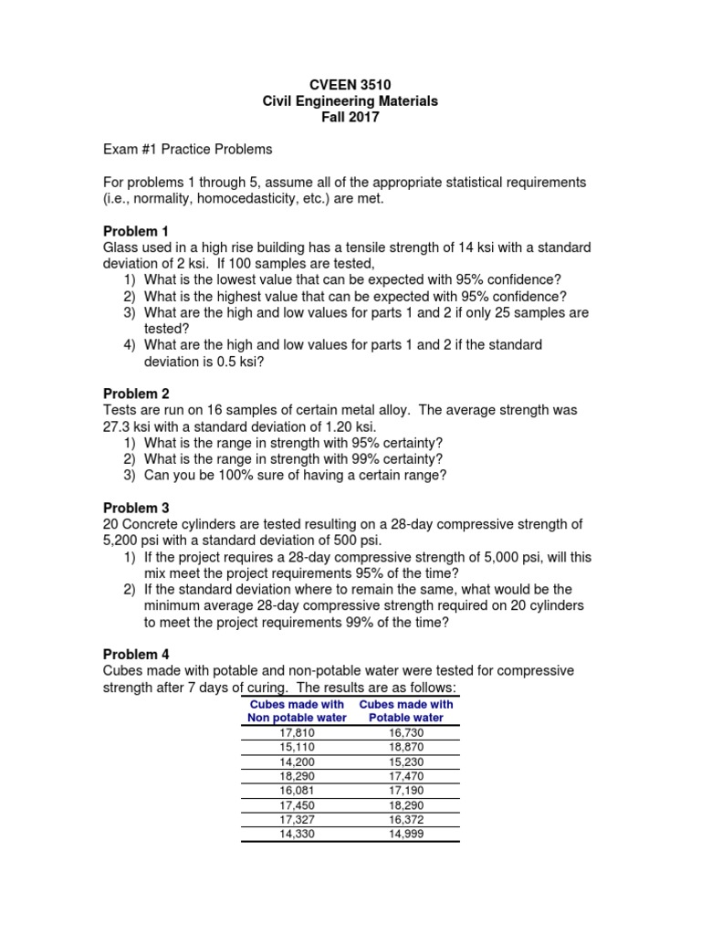 Exam#1 Practice Problems | PDF | Strength Of Materials | Chemical ...