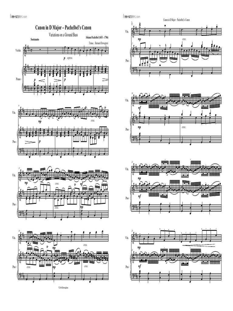 Canon in D Major - Pachelbel's Canon: Variations On A Ground Bass | PDF ...