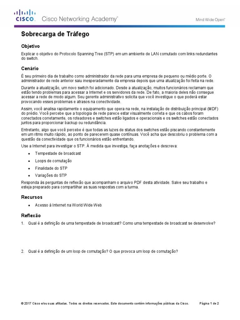 3.0.1.2 Class Activity - Stormy Traffic | Download grátis PDF ...