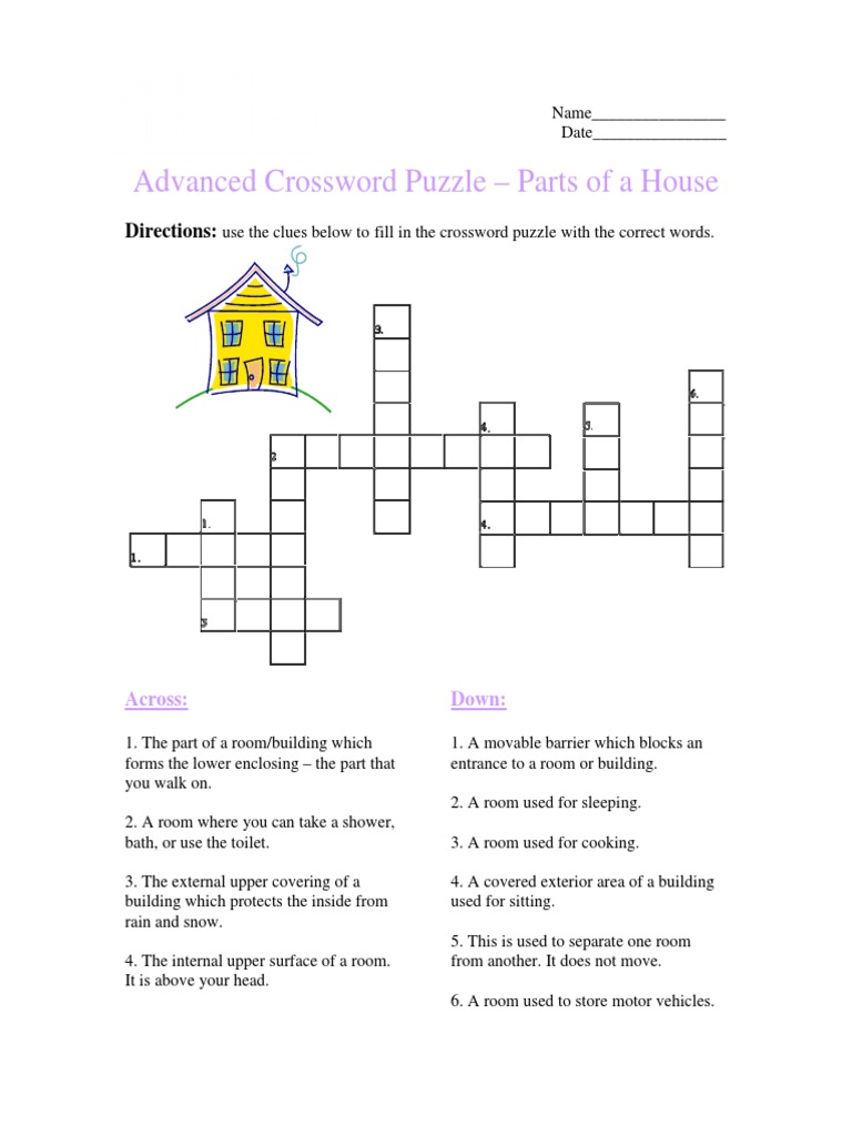 Advanced Crossword: House Parts | PDF | Language Arts & Discipline ...
