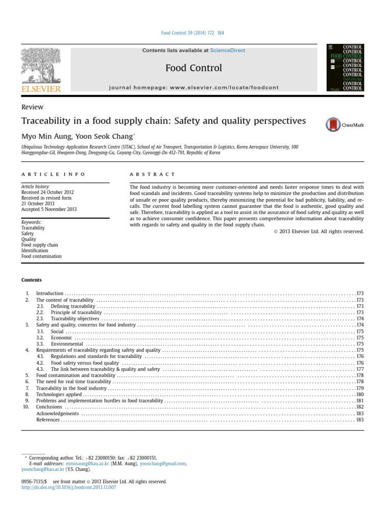 Traceability in Food Supply Chains | PDF | Food Safety | Foodborne Illness