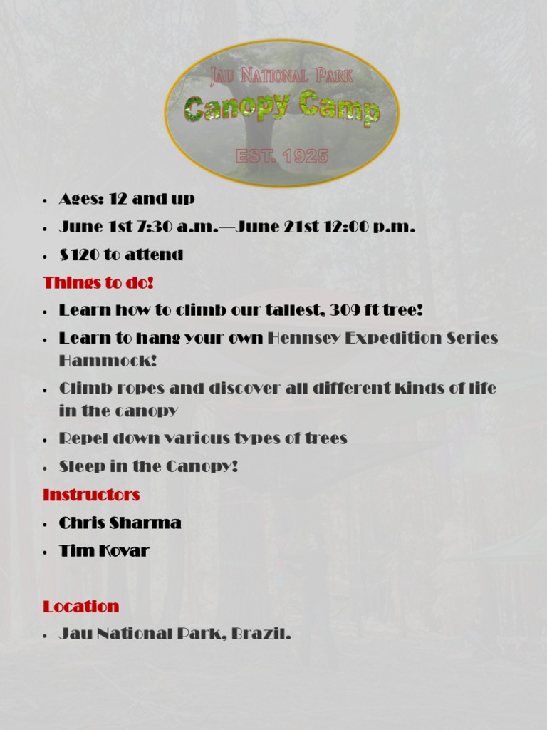 Canopy Camp Flyer | PDF