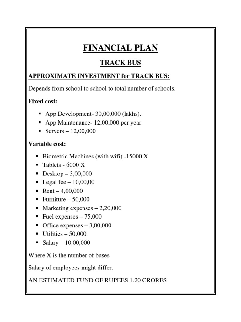 Financial Plan: Track Bus | PDF | Revenue | Income Statement