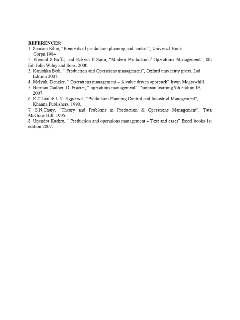 References | Operations Management | Time