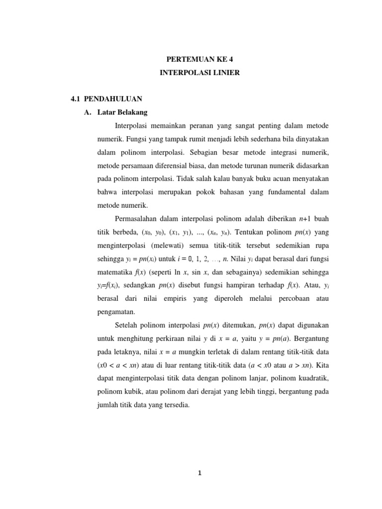 Interpolasi Linier dalam Metode Numerik | PDF | Sains & Matematika